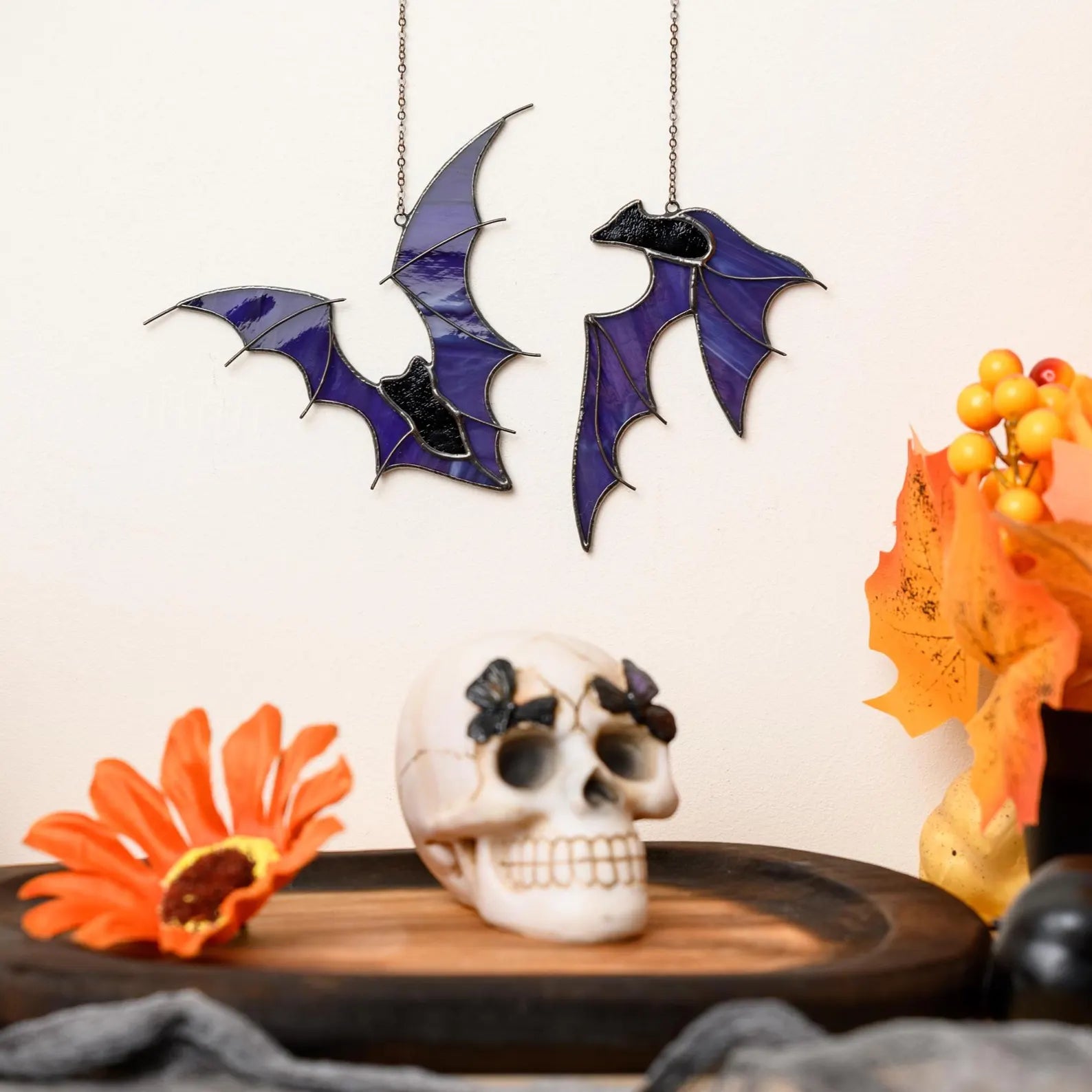 Stained Glass Bat Suncatcher: Gothic Halloween Window Hanging – Venus ...